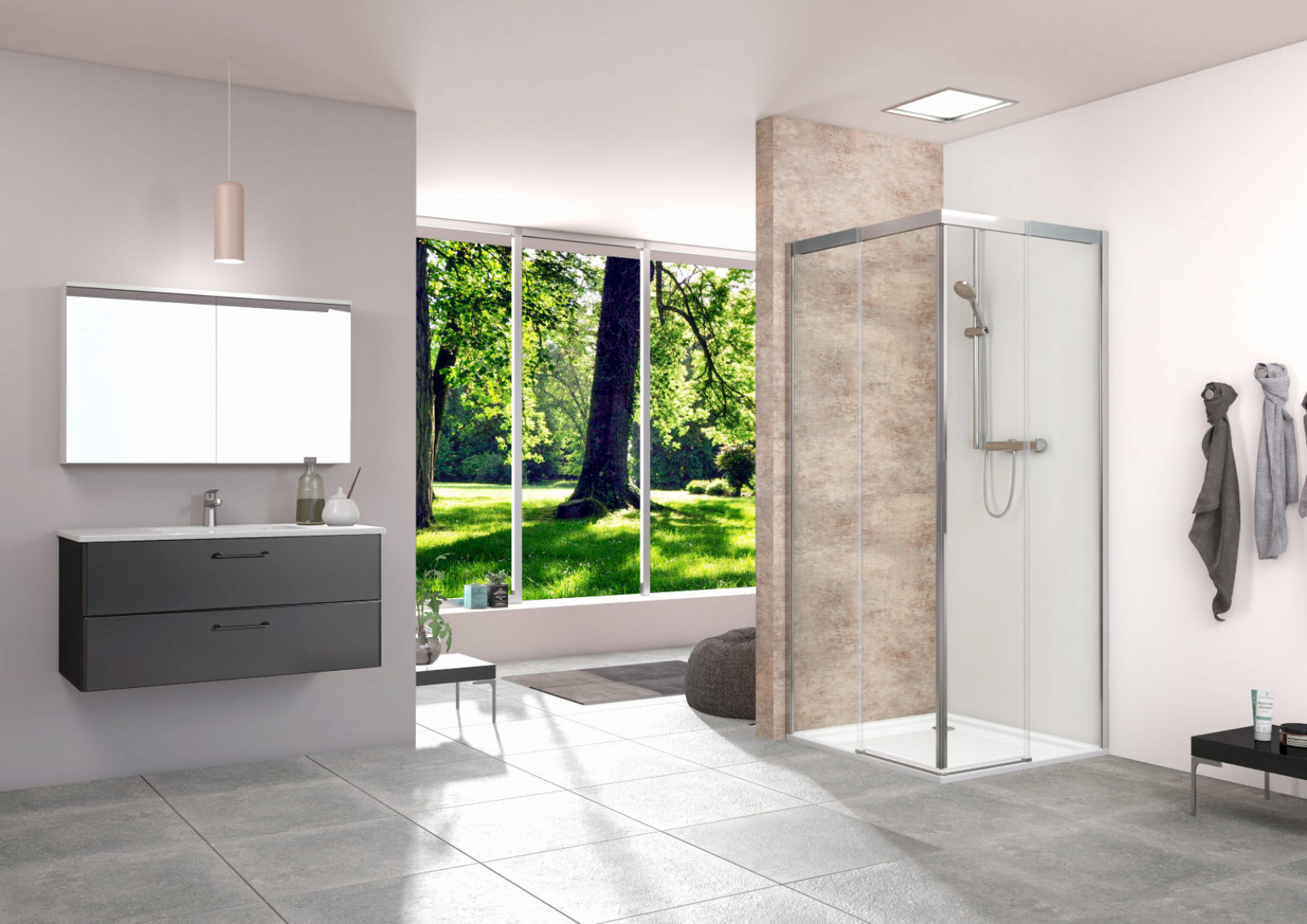 Eckkabine mit Gleittüren V5 | Elements Show